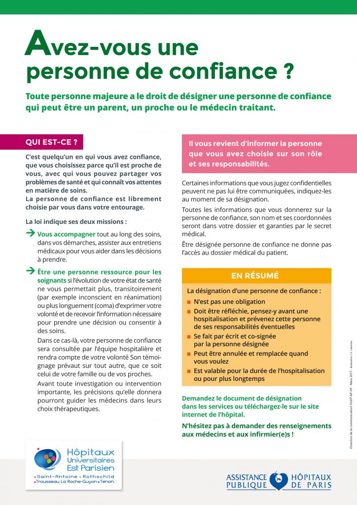 Désigner une personne de confiance - Hôpital Tenon AP-HP Désigner une personne de confiance - Hôpital Tenon AP-HP