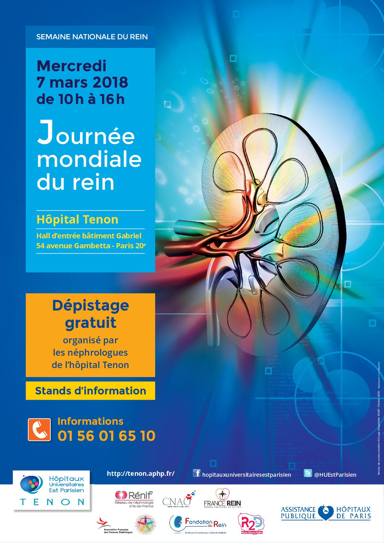 Mercredi 7 mars 2018 - Journée mondiale du rein à Tenon ! - Hôpital Tenon AP-HP